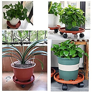 KUYYFDS Plant Saucers, Plant Pallet Caddy Flower Pot Stand Rolling Tray Round with Universal Wheels Style4