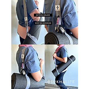 SukhaMat - Yoga Mat Carry Strap, Extra-Durable & Comfortable | Multi-Purpose Strap for Your Yoga Mat (Grey)