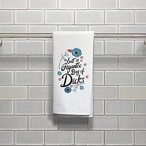 ThisWear Adult Humor Gifts Eat a Gigantic Bag of Rude Word Gifts BFF Gag Gifts Joke Gifts Kitchen Tea Towel White