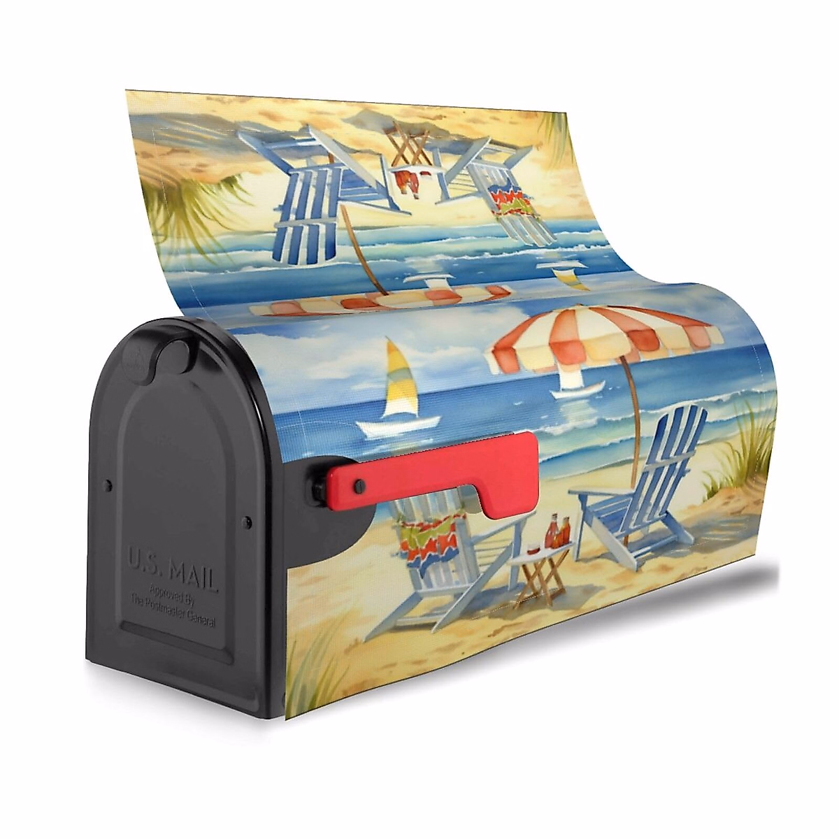 Summer Mailbox Covers Magnetic Standard Size 18" X 21" Beach Life Mailbox Cover Summer Nautical Magnetic Mailbox Covers Post Wraps Letter Box Cover for Home Garden Yard Decor