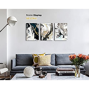 GIFTTWART Wall Art Bedroom Black and White Canvas Artwork for Walls Modern Abstract Graffiti Gold Wall Decor Home Decorations for Living Room Dining Room Office 36x16in