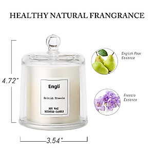 Engli Aromatherapy Candles English Pear Freesia Scented Candle for Home Scented Soy Wax Candles 45 Hour Burn Time Candles Gifts for Women Birthday Thanksgiving Christmas
