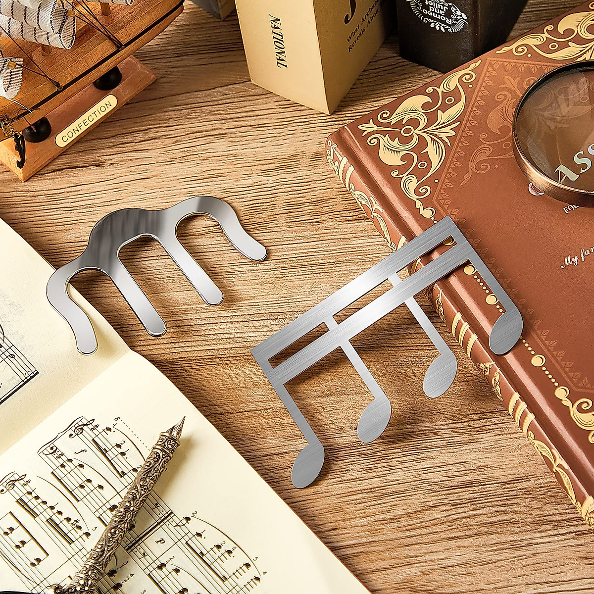 2 Pcs Metal Music Book Clip and Page Holder, Silver Book Clip for Reading, Piano Sheet Music Holders Sheet Music Holders for Piano, Keyboard, Stands, and Books