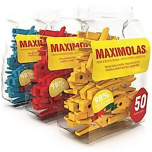 Classic Clothespin Bundle: Clothesline Basket + 50-Pk Memoir Pegs | Made in Portugal | Recycled Materials + 100% Recyclable | Waterproof (Red Bundle: Classic Basket + 50 Memoir Clothes Pegs)