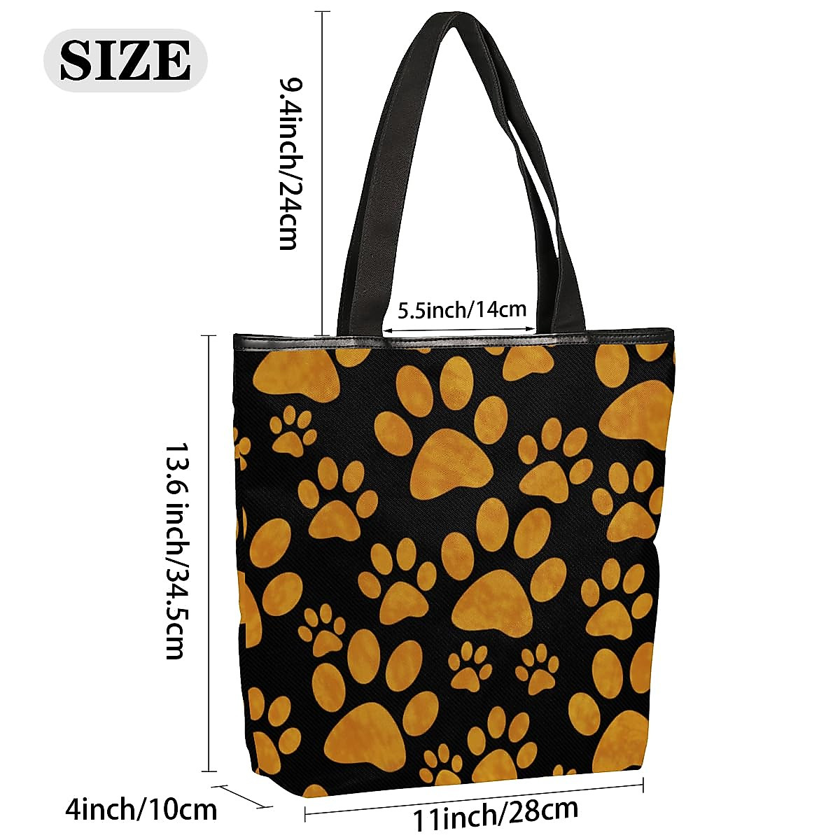 Mularoka Dog Paw Tote Bag for Women Aesthetic Cute Canvas Tote Bags Cute Paw Shopping Grocery Reusable Bags with Zipper and Inner Pockets