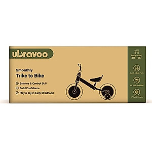 UBRAVOO Trike to Bike Riding Tricycles for Boys Girls 2-5, Fit 'n Joy Kids Balance Bike with Pedals & Training Wheels Options, 4-in-1 Starter Toddler Training Bicycle (Blue-Black)