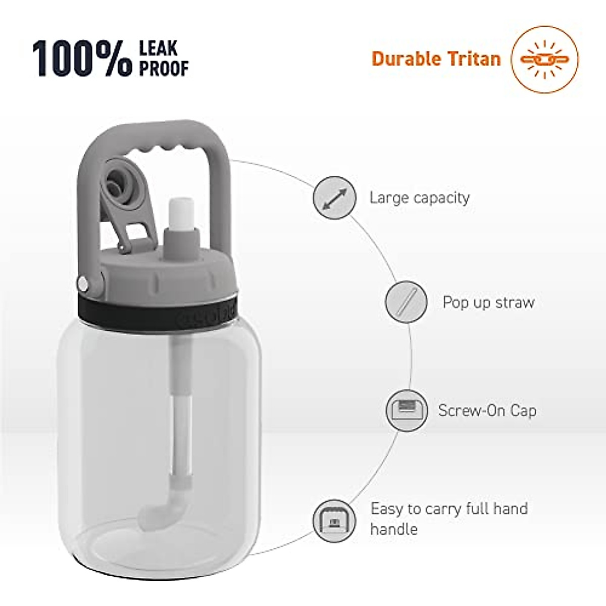 asobu Juggler a Tritan, Freezable Unbreakable and Large Capacity Water Jug with Easy Grip Handle 50 Ounces (50 Ounces, Mustard)