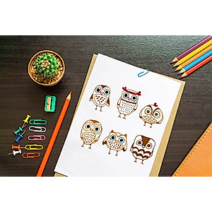 6pcs Cute Owls Clear Stamps Silicone Stamp Cards with Sentiments, Fall Owl Letters Pattern Clear Stamps for Holiday Card Making Decoration and DIY Scrapbooking Album DIY Crafts