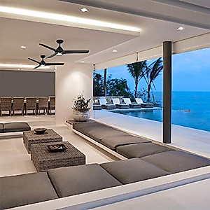 WAC Smart Fans Mocha Indoor and Outdoor 3-Blade Ceiling Fan 54in Matte Black with 3000K LED Light Kit and Remote Control works with Alexa and iOS or Android App