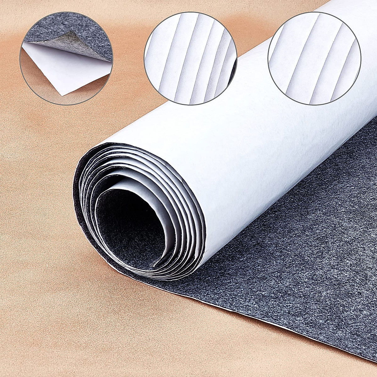 BENECREAT 15.5 x 78.5 Dark Gray Adhesive Felt Sheets Fabric Sticky Sheets Fabric Peel Stick for DIY Costume Making and Jewelry Box