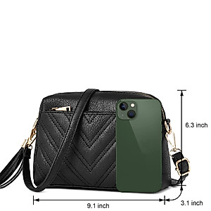 I IHAYNER Cute Little PU Leather Small Crossbody Bag for Women Shoulder Handbag for Teen Girls Lightweight Purse With Tassel Black