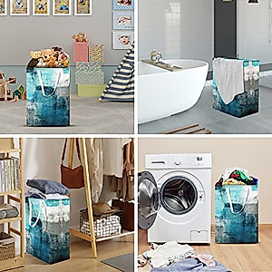 MAYHMYO Laundry Baskets with Reinforced Handles, 2 Pack Teal Laundry Hamper Collapsible Waterproof Clothes Hamper, Durable Tall Laundry Bin for Bedroom, Bathroom, Dorm, Toys, 75L