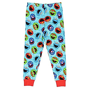 Sesame Street Boys' 2-Piece Pajama Set Monster Print with Cozeez Slippers, Turquoise, Toddler Size 3