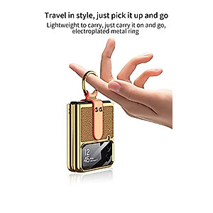 SHIEID Galaxy Z Flip 4 Case with Shoulder Strap, Ring Holder, Z Flip 4 Cover with Small Screen Protection, Premium Leather, and Wireless Charging Support for Samsung Flip 4 Case, Elegant White