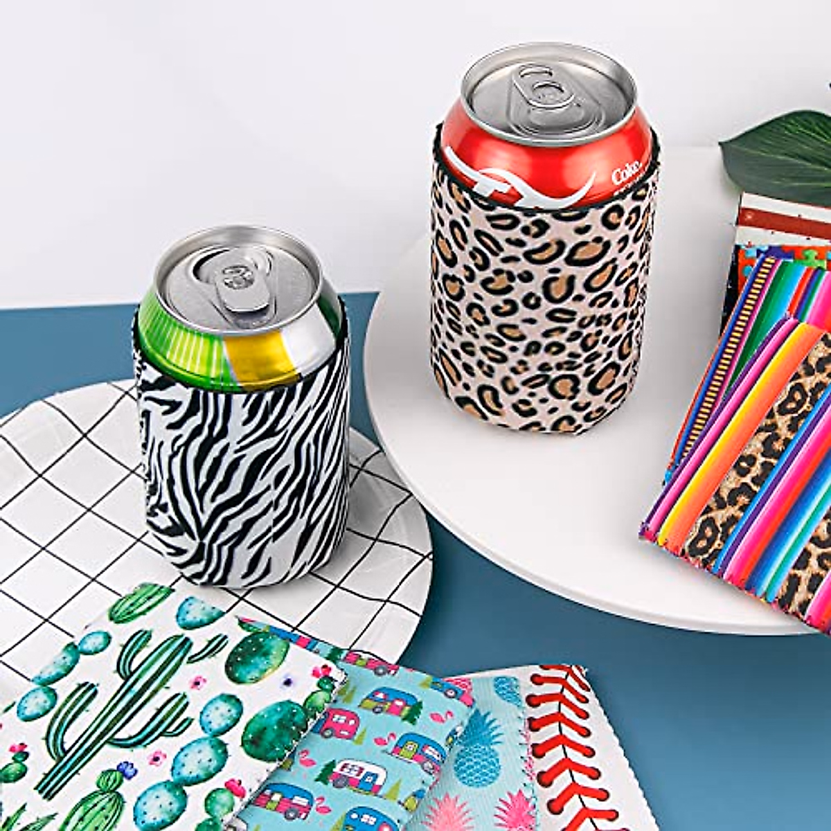 12 Pack Beer Can Coolers Sleeves Neoprene Drink Cooler Sleeves,for Standard 12 Ounce Cans Beer Coolers for Parties, Events or Gift (Classic collocation A)