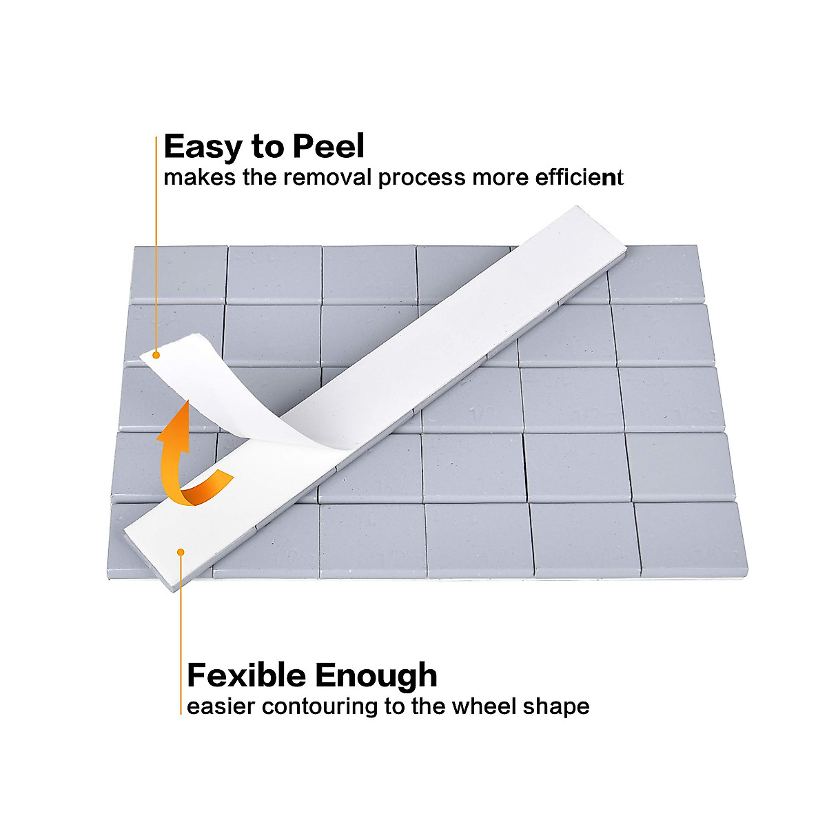 Aain AA024 1/2oz Adhesive Stick On Wheel Weights, Tire Weights For Wheel Balancing 48Strips/Box, Gray,288pcs Tape Made in US, Grey, 1/2oz(0.5oz)