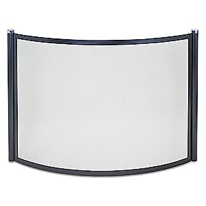 Pilgrim Home and Hearth 18345 Metro Bowed Fireplace Screen, Black and Polished Nickel