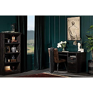 South Shore Gascony 4-Shelf Bookcase-Rubbed Black