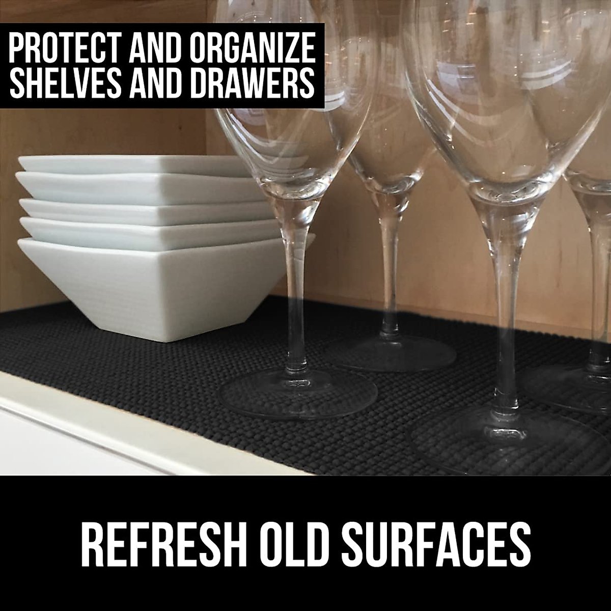 Gorilla Grip Drawer and Shelf Liner and Durable Kitchen Cutting Board, Shelf Liner Size 12 in x 20 FT, Strong Grip, Cutting Board Set of 3, Nonslip Handle and Border, Both in Black, 2 Item Bundle