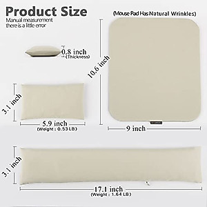 Large Mouse Pad with Wrist Support and Keyboard Wrist Rest Bean Bag Set, Ergonomic Mouse and Keyboard Arm Rest Cushion Filled Ergo Beads, Easy Typing Office (Light Khaki)