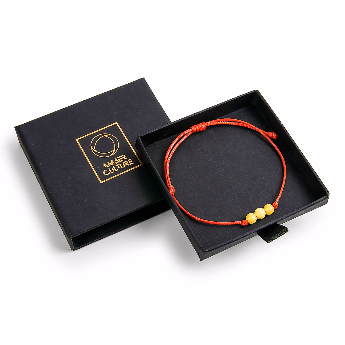 Amber Culture Amber Red String Bracelet - Certified Handmade Natural Friendship and Good Luck Charm Bangle Wrap in a Gift Box Unisex Adult