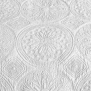 Brandream 6PC Luxury Medallion Quilt Bedding Set King Size Bed in A Bag Cotton Farmhouse Quilted Comforter Set