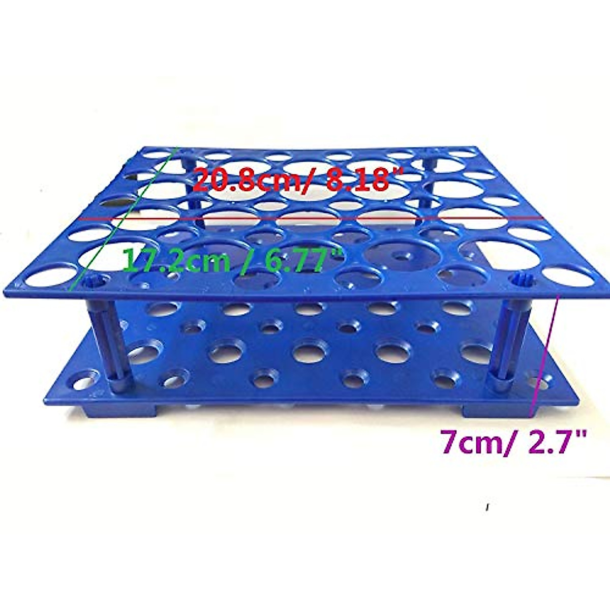 Centrifuge Tube Racks for 10ml,15ml,50ml 50-Well Detachable Plastic Test Tube Rack Holder 2 Pack (Blue)