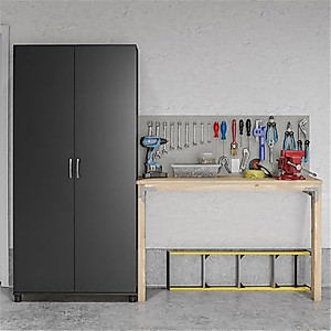 Pemberly Row Transitional 36" Utility Storage Cabinet in Black