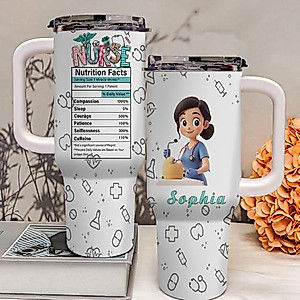 Personalized Nurse Tumbler 40oz -nurse medical instrument designer-Custom Name Insulated Travel Mug with Handle & Straw, Gift for Nurses, Medical Workers, Appreciation, Mother's Day f7UH2P