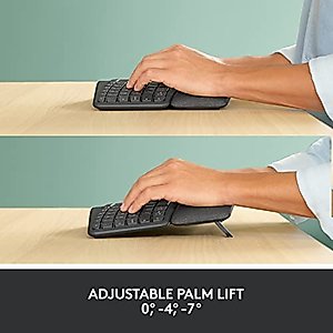 Logitech ERGO K860 Wireless Ergonomic Keyboard - Split Keyboard, Wrist Rest, Natural Typing, Stain-Resistant Fabric, Bluetooth and USB Connectivity, Compatible with Windows/Mac