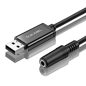 DUKABEL USB to 3.5mm Jack Audio Adapter, USB to Aux Cable with TRRS 4-Pole Mic-Supported USB to Headphone AUX Adapter Built-in Chip External Sound Card for PC PS4 PS5 and More [9.8 inch]