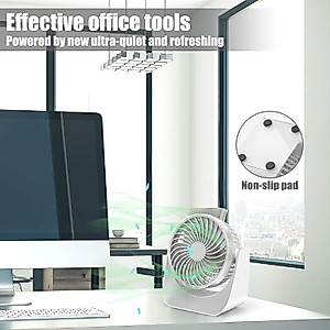 Zingiber Table fans, Portable USB fans with 360°Rotation, Battery Operated and USB Powered, Fast Air Circulating, Super Lower Noise, 3 Speeds Mini Fan for Office, Home and Travel Personal fans (White)