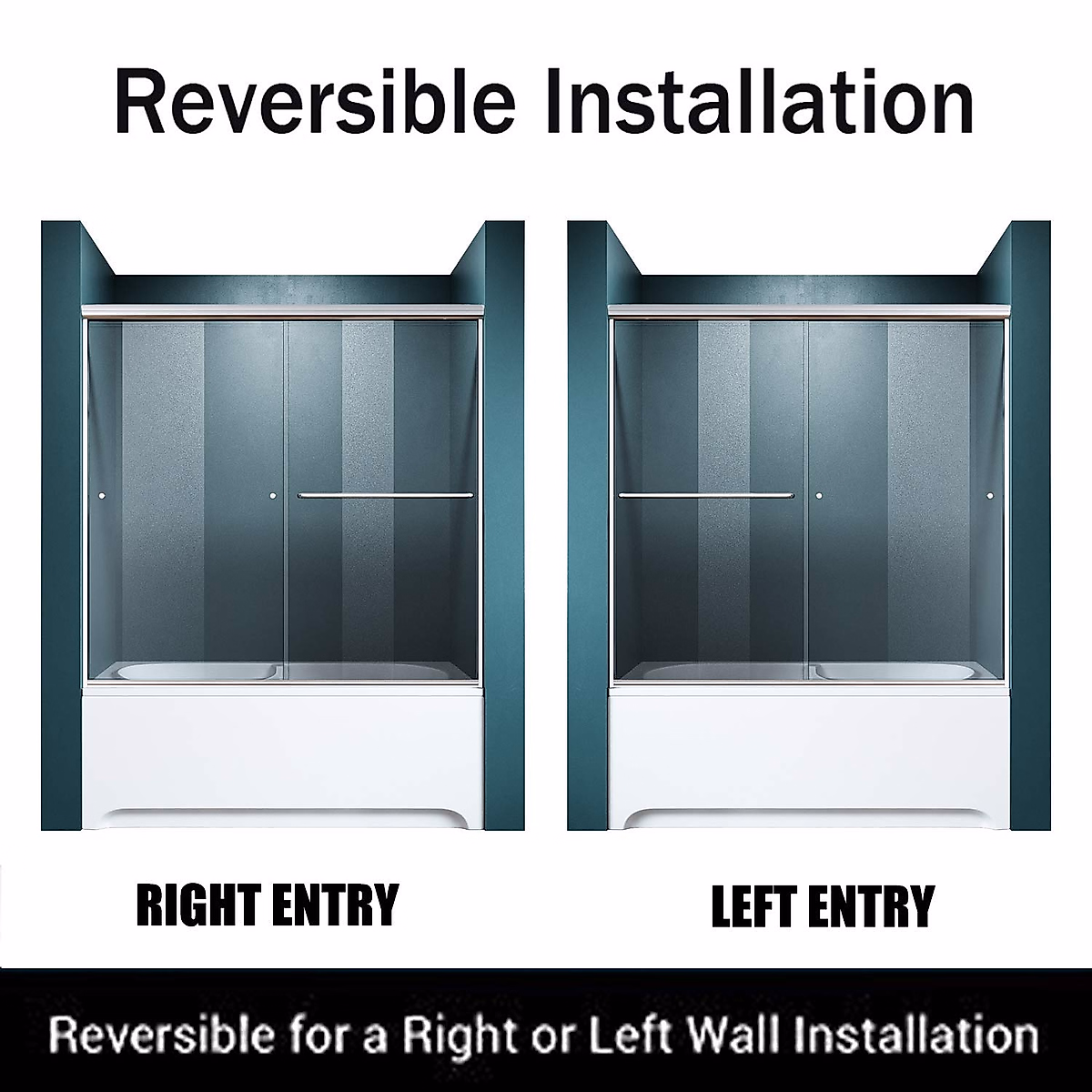 ELEGANT 58 1/2 in.- 60 in.W x 62 in. H Bypass Sliding Tub Shower Doors with 1/4 in. Clear Glass, Tub Glass Shower Door, Brushed Nickel Finish