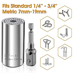 Christmas Gifts Stocking Stuffers for Men Him, Universal Socket Mens Gifts for Dad Boyfriend, Professional 7mm-19mm Socket Set for Multiple Adapters