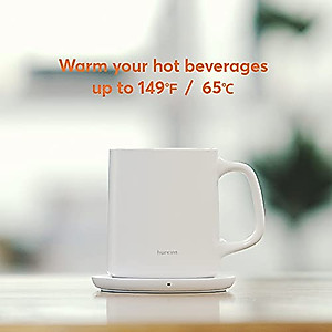 hurkins Smug, up to 149℉ Coffee Mug Warmer & Mug & pctg Lid Set, self Heated Cup with Wireless Charging Function, Office/Home for Desk. (Black)