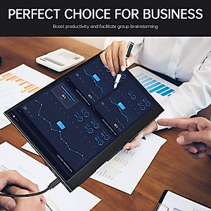 VisionOwl Portable Monitor Bundle (Silver monitor with cover & Black monitor with kickstand) 15.6 Inch Travel Screen Computer Display for Laptop PC Mac Surface PS4/5 Xbox Switch, with Smart Cover, VES