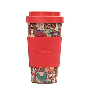 Vacucraft Bamboo Fiber Coffee & Tea Cup Animal Collection SET of 4 Cat (Red)