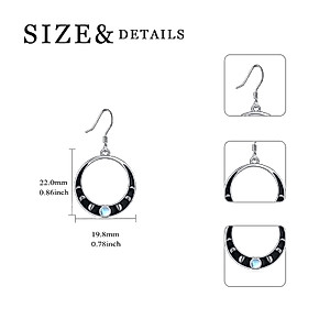 WINNICACA 925 Sterling Silver Moonstone Dangle Drop Earrings Moon Earrings Moon Phase Earrings for Women Moon Moonstone Jewelry Gifts for Women Girlfriend Birthday