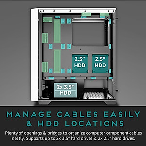 Apevia Genesis-WH Mid Tower Gaming Case with 2 x Tempered Glass Panel, Top USB3.0/USB2.0/Audio Ports, 4 x RGB Fans, White Frame