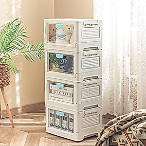 Storage Bins with Lids, Dual Open Large Storage Boxes Plastic 23Qt, Stackable Collapsible Closet Organizers and Storage, Foldable Storage Containers for Clothes,Toys,Food,Kitchen,Dorm,Bedroom Storage