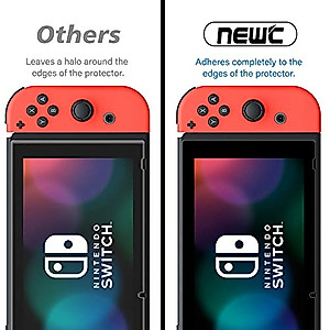NEW'C Pack of 3, Glass Screen Protector for Nintendo Switch, Tempered Glass Anti-Scratch, Anti-Fingerprints, Bubble-Free, 9H Hardness, 0.33mm Ultra Transparent, Ultra Resistant
