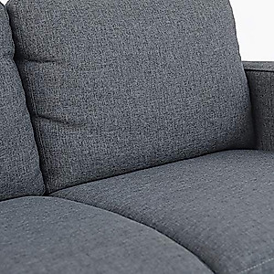Furinno Bayonne Modern Upholstered 3-Seater Sofa Couch for Living Room, Gunmetal