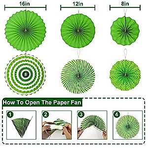 TURNMEON 42 Pack St. Patrick's Day Party Decorations Green Paper Fans Hanging Ceiling Foil Swirls Lucky Shamrocks Clover Leprechaun Cutout St.Patrick's Day Decorations Indoor Home Irish Party Supplies