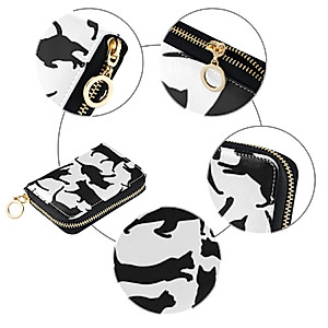 Set of Silhouettes of cats, Icons of cats in Different Poses on WhiteGrey Credit Card Coin wallet, RFID Blocking Compact Women Leather Card Holder, Key Change Organizer, Zipper Purse Clutch Pouch