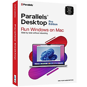 Parallels Desktop 19 for Mac Pro Edition | Run Windows on Mac Virtual Machine Software | Authorized by Microsoft | 1 Year Subscription [Mac Key Card]
