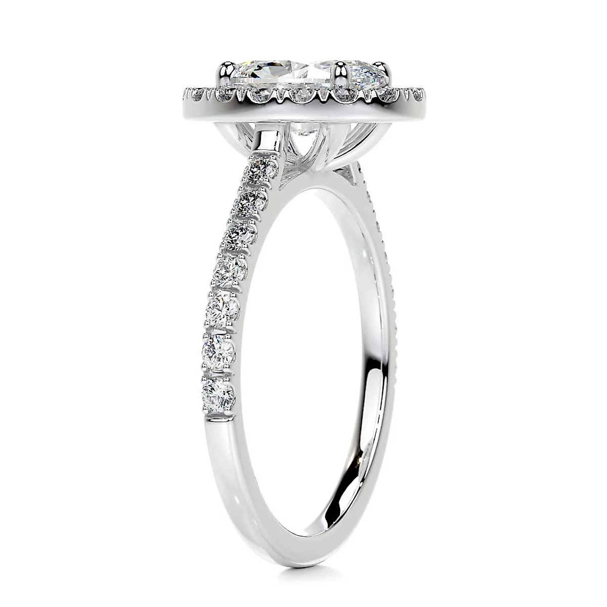 Solid Gold Handmade Wedding Rings 3 CT Oval Cut Moissanite Diamond Halo Bridal Engagement Ring for Anniversary Propose Gift (14K Solid White Gold)