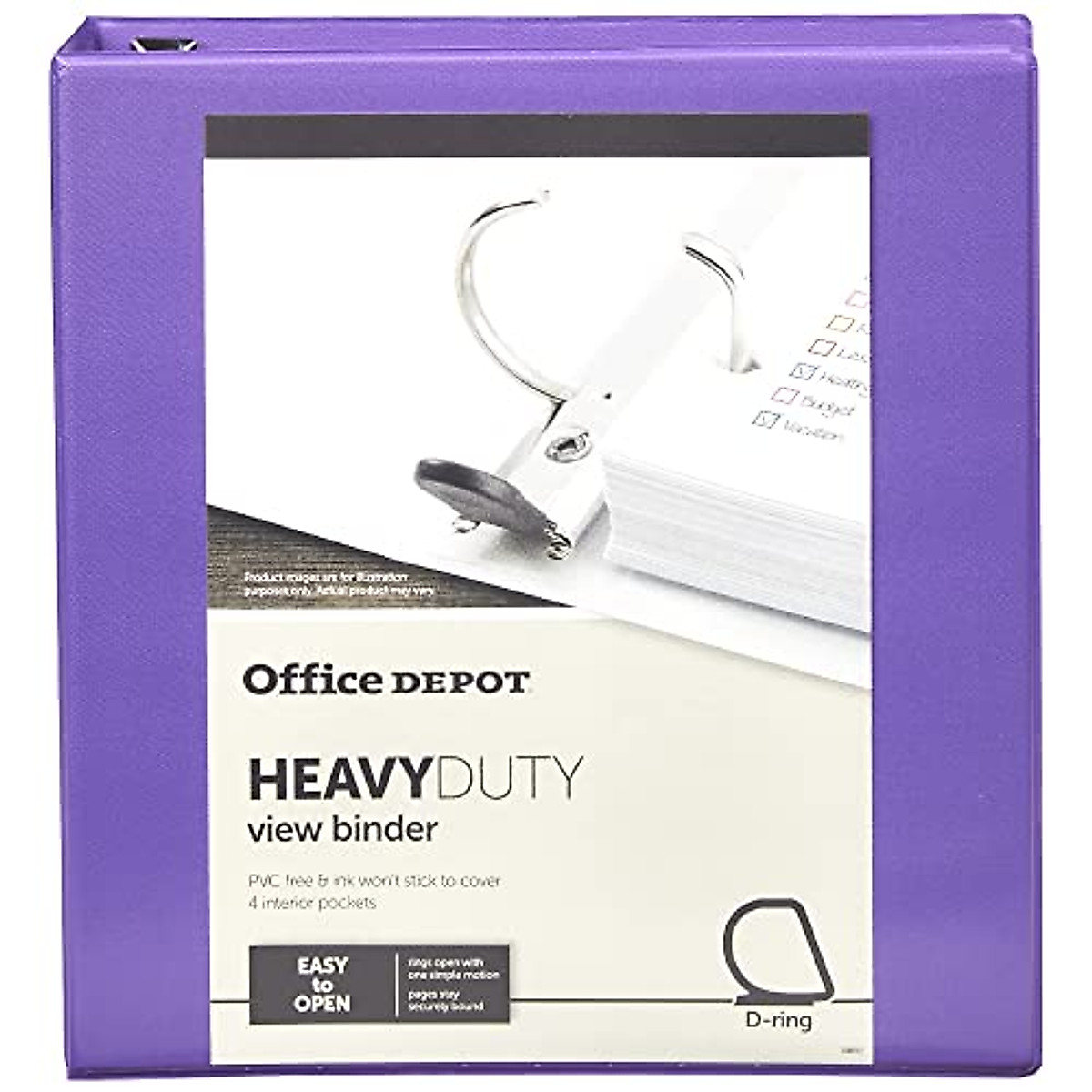 Office Depot® Brand Heavy-Duty D-Ring View Binder, 1 1/2" Rings, 54% Recycled, Purple