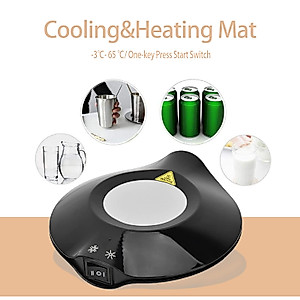 Yoidesu Cup Cooler Coffee Warmer, 2 in 1 Beverage Warmer and Drink Cooler, -3℃- 65 ℃ USB Heating and Cooling Mat Coffee Tea Beverage Cans Cooler & Warmer Heater Chilling Coasters(Black)