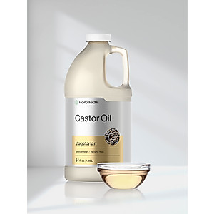 Horbäach Castor Oil 64oz | for Hair, Eyelashes & Eyebrows | Hexane Free & Cold Pressed | Vegetarian, Non-GMO