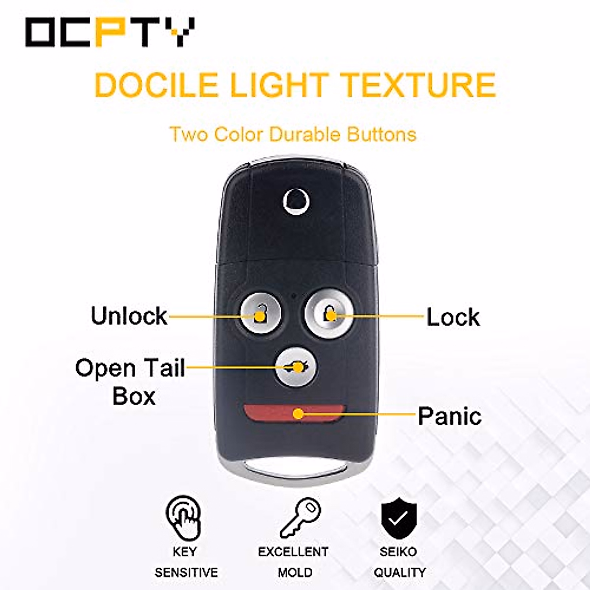 OCPTY 1 X Flip Key Entry Remote Control Key Fob Transmitter Replacement for 2009 2010 2011 2012 2013 2014 for Acura TSX TL ZDX for Accord 4 Buttons 313.8Mhz MLBHLIK-1T+46 Chips